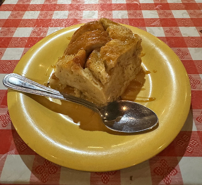 Bread pudding that whispers sweet nothings to your taste buds – warm, comforting, and drizzled with caramel sauce that makes resistance futile.