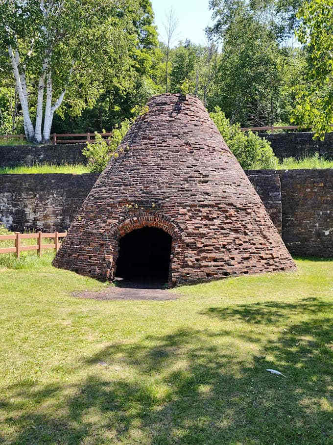 The charcoal kiln looks like a giant's beehive, which makes sense since workers were definitely busy as bees keeping it running.