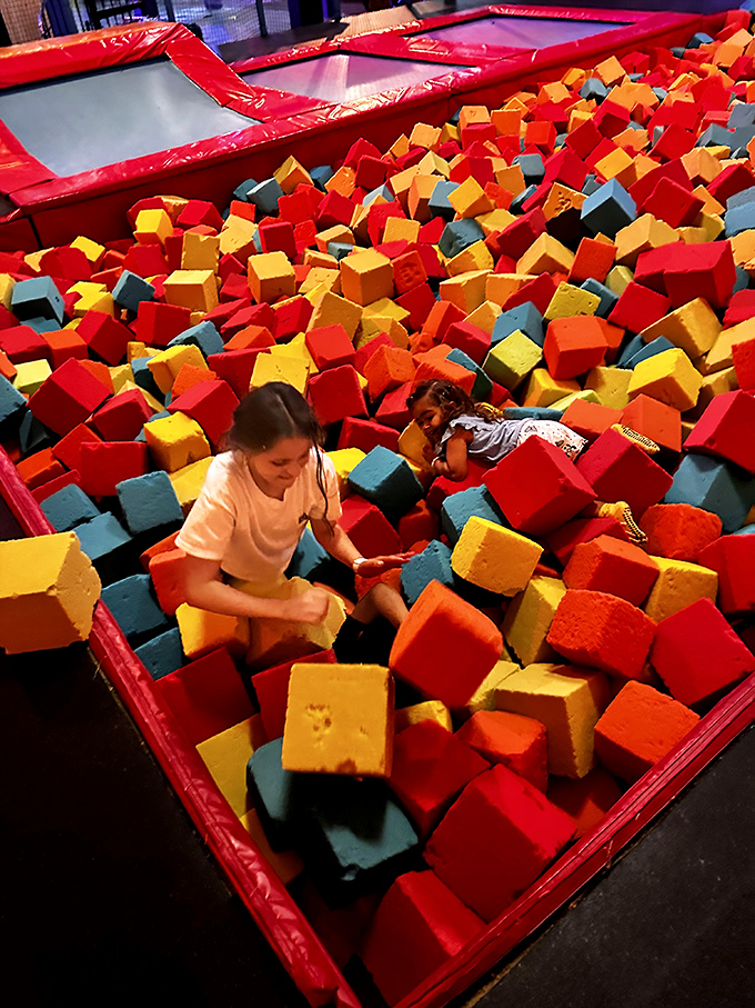 Colorful Foam Pit: The adult ball pit experience&mdash;easy to jump in, hilariously difficult to exit with any semblance of grace.