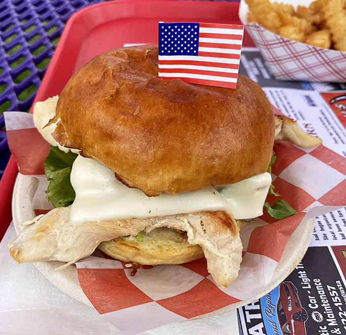 A chicken sandwich that proves The Red Barn doesn't just master seafood – they've conquered land-based deliciousness too.