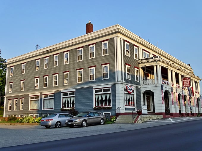 The Herbert Grand Hotel stands as a sentinel of old-world hospitality, its vintage charm amplified by Maine's changing seasons.