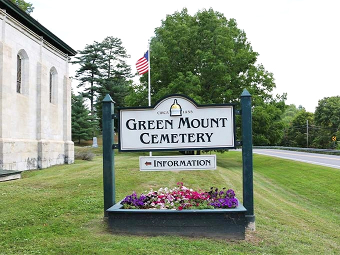 Vibrant flowers welcome visitors to Green Mount's entrance, where history and horticulture have danced together since the Victorian era.