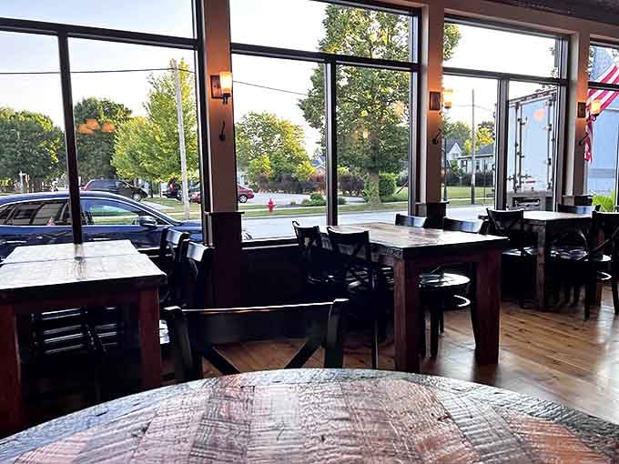The dining room offers plenty of space to sit and savor your selections while watching Sheboygan life pass by outside.
