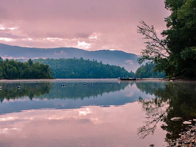 Little River State Park's glassy waters reflect Vermont's mountains with such perfect clarity, you'll wonder which view is real and which is the mirror image.