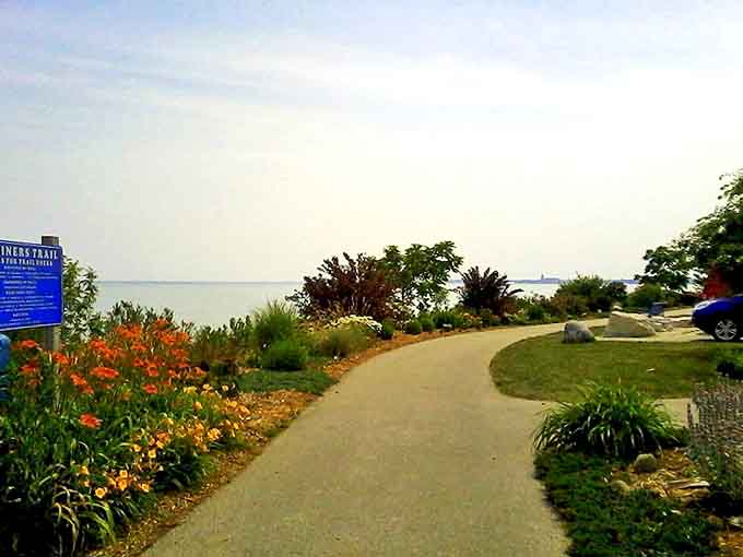 The Mariners Trail sign stands as a humble gatekeeper to six miles of Wisconsin's most spectacular lakeside scenery.