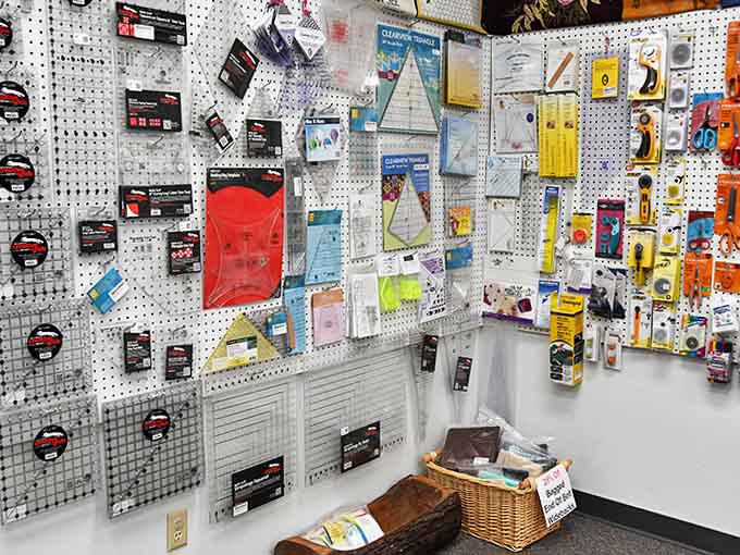 The ruler wall &ndash; where straight lines and perfect angles begin their journey into becoming tomorrow's heirloom quilts.