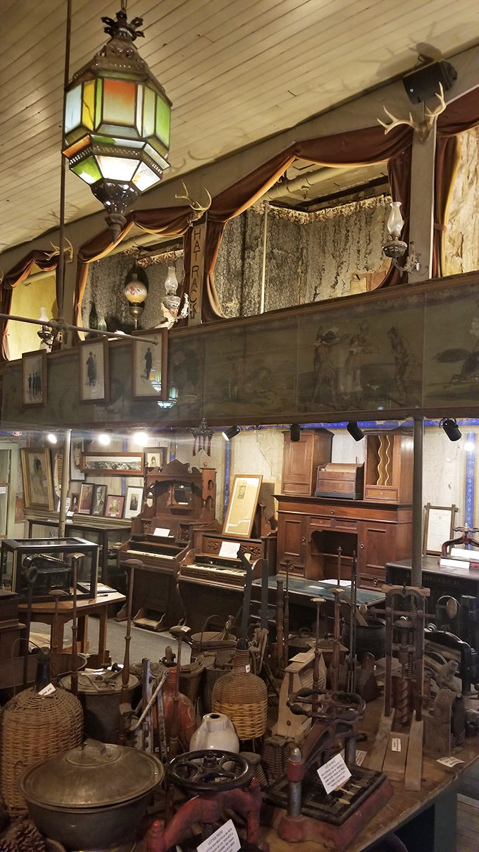 Antique pianos, vintage furniture, and historical oddities fill The Shaft's display area &ndash; a museum where you can drink!