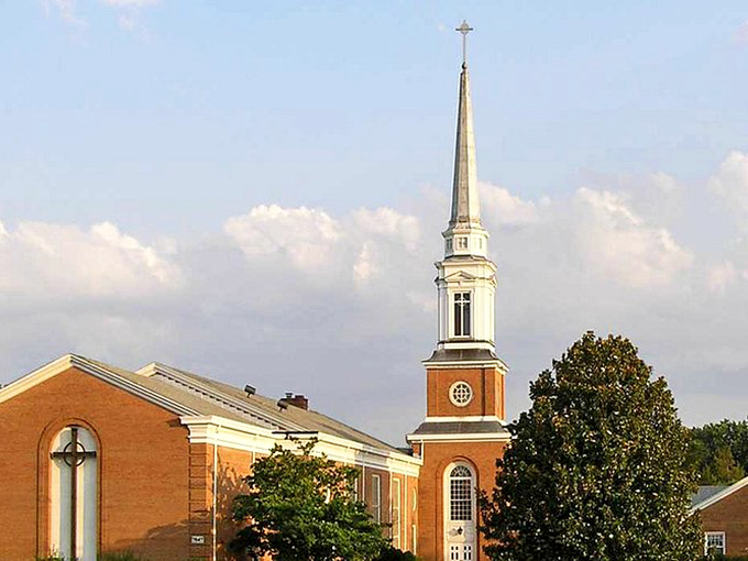 This elegant church steeple reaches skyward, a beacon of faith and craftsmanship that's guided Springfield for generations.