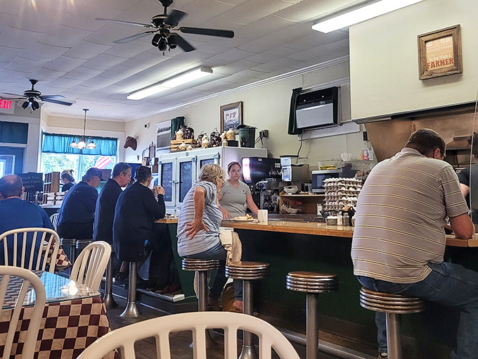 The bustling interior reveals the diner's popularity &ndash; where waiting for a stool is part of the experience.