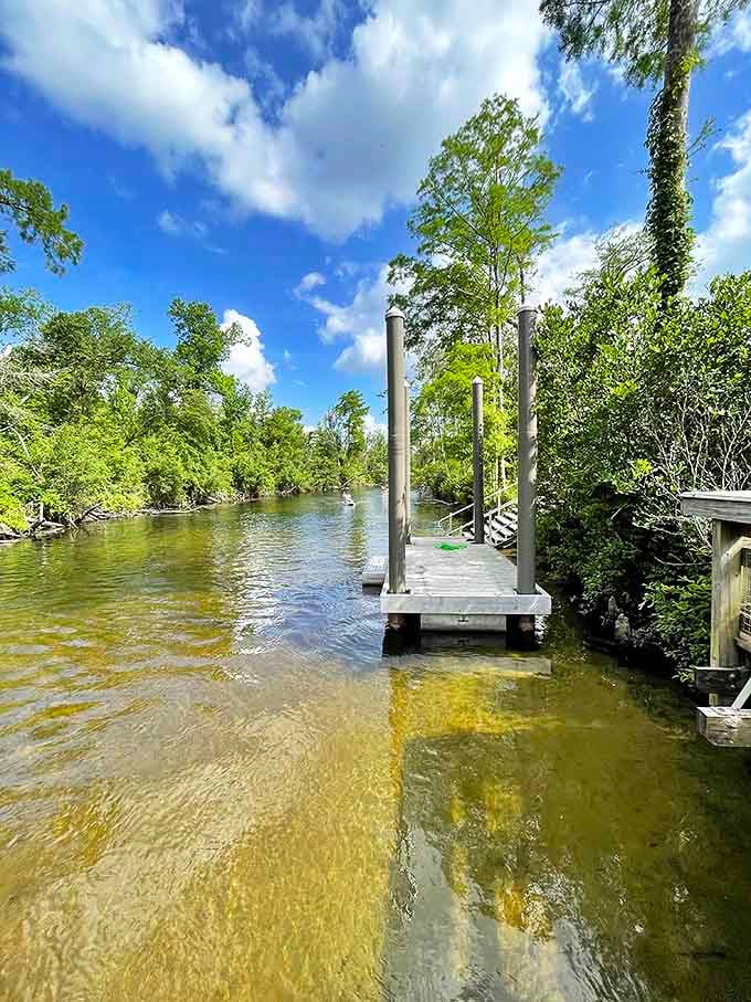 Gateway to adventure: This simple dock launches thousands of memories as visitors begin their journey down Econfina Creek's gentle current.