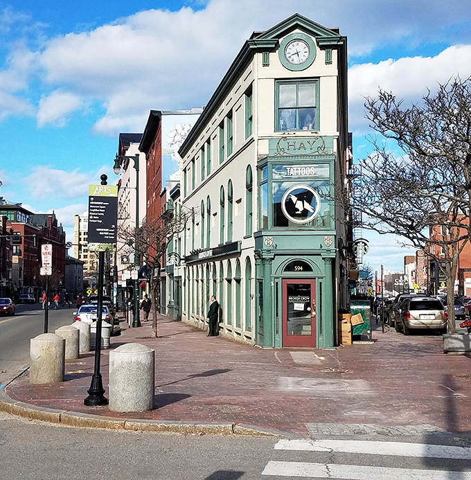 That mint-green flatiron building stands like Portland's architectural exclamation point &ndash; proving corners can indeed be the best part.