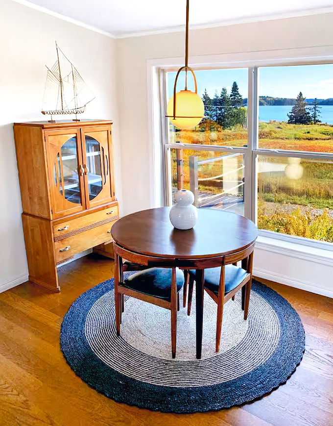 Dining with a view: This cozy nook offers front-row seats to nature's daily performance across Chandler Bay.