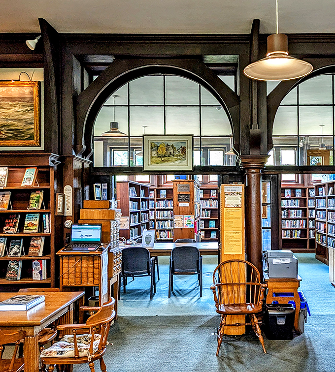 Paintings keep watchful eye over diverse collections, adding a touch of natural history to this literary sanctuary.