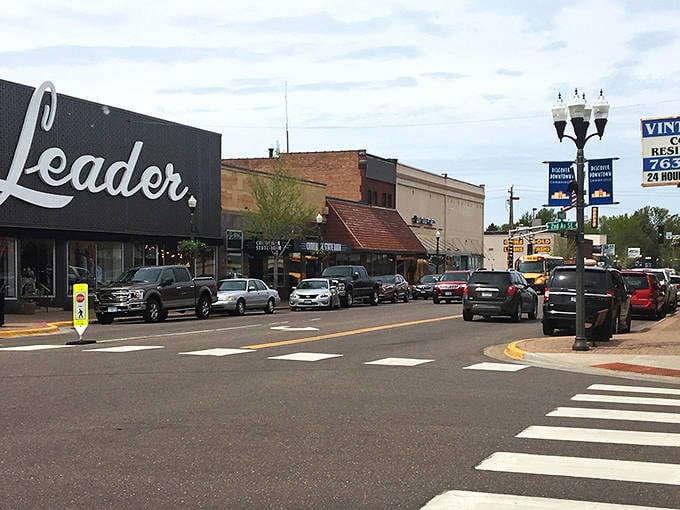 Cambridge's classic small-town main street features historic buildings housing local businesses that welcome visitors with Minnesota hospitality.