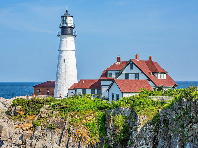 Portland Head Light stands guard on Kennebunk's rocky shore, the quintessential Maine lighthouse that launched a thousand calendars.