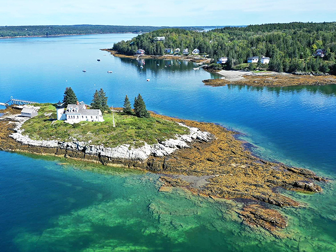 Deer Isle's stunning coastline reveals crystal-clear waters and rocky shores, where generations of Mainers have harvested the ocean's bounty.