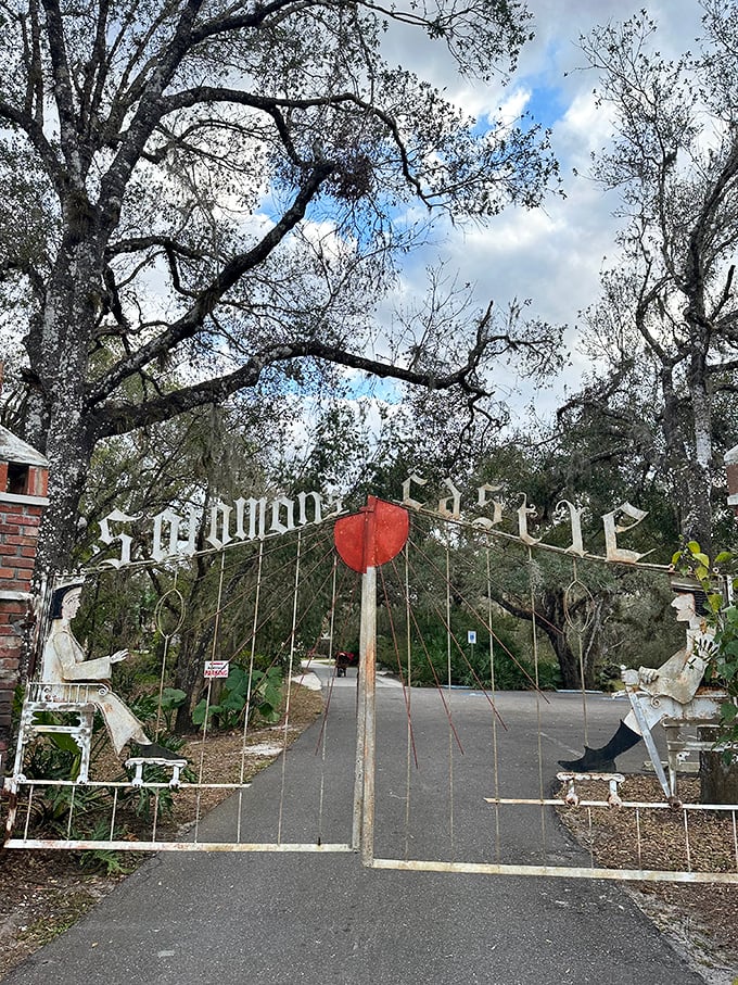 Solomon's Castle gleams in the Florida sunshine, its aluminum exterior creating a shimmering mirage that seems straight out of a fairy tale.
