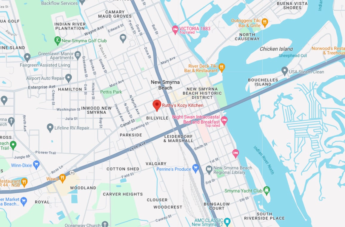 a screenshot of ruthys kozy kitchens location taken from google maps