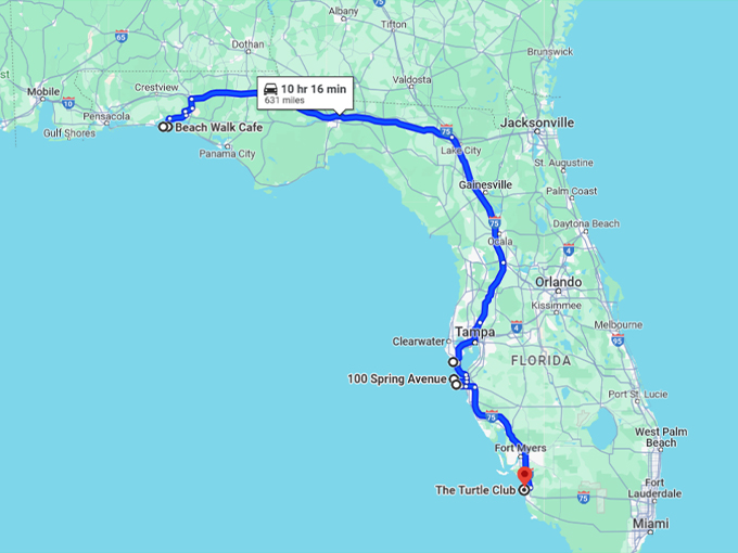 Beachfront Dining Roadtrip Florida 10 map