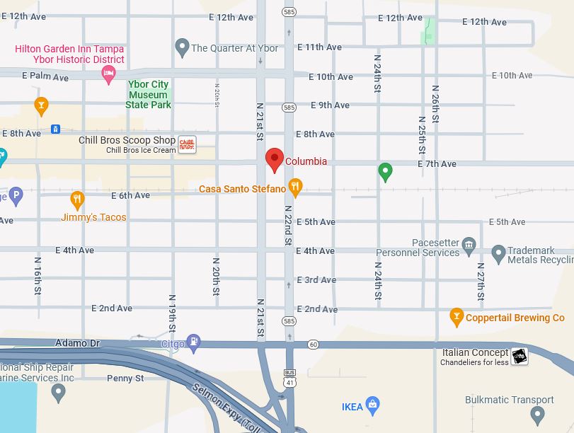 columbia restaurant map