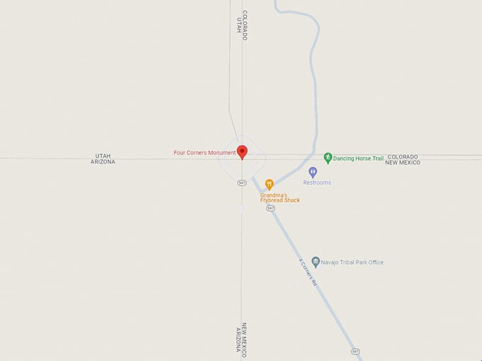 four corners monument 10 map