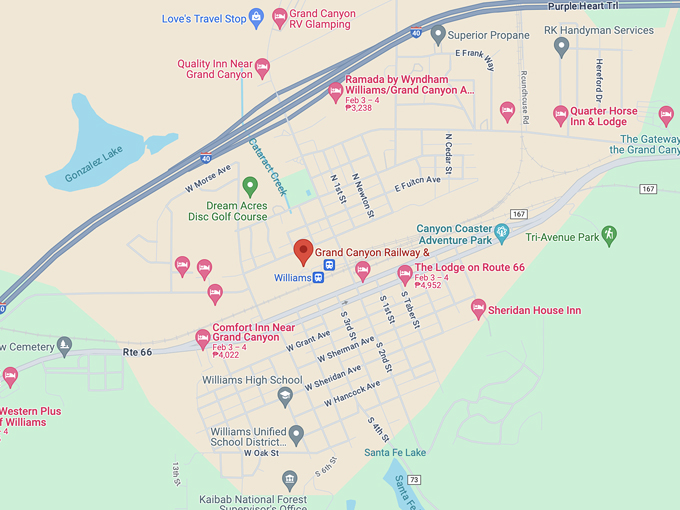 grand canyon railway hotel 10 map