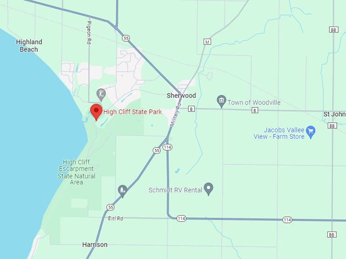 high cliff state park 10 map