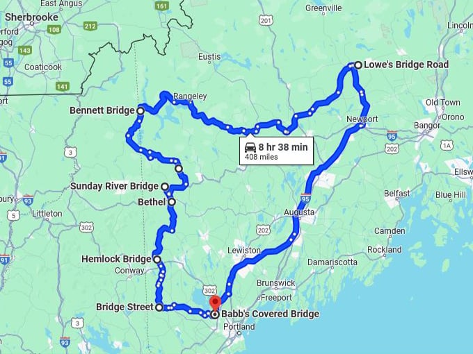 historic covered bridges maine map