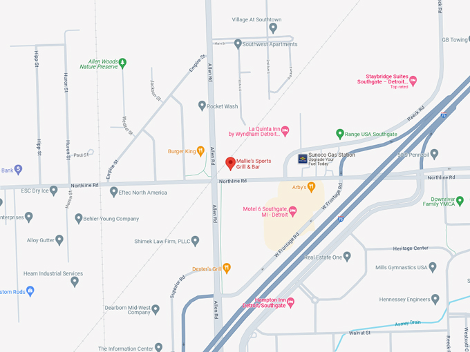 mallies sports bar grill 10 map