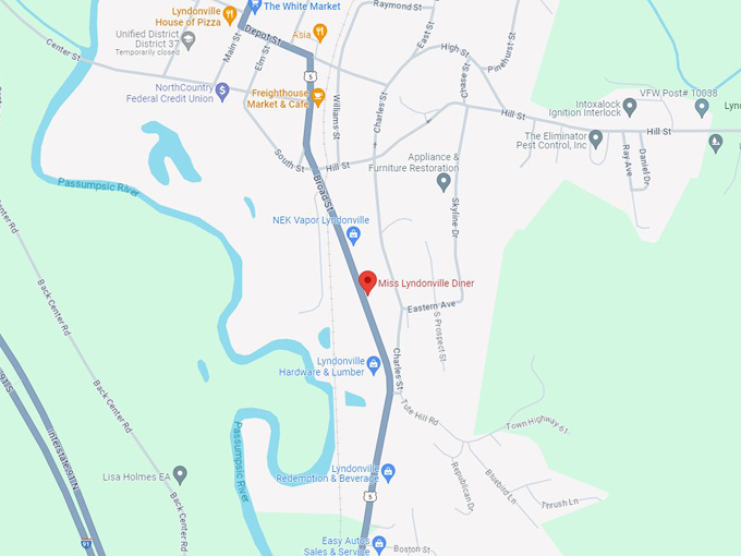 Miss Lyndonville Diner 10 Map
