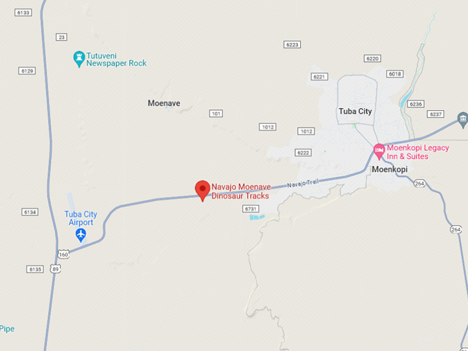 Navajo Moenave Dinosaur Tracks 10 map