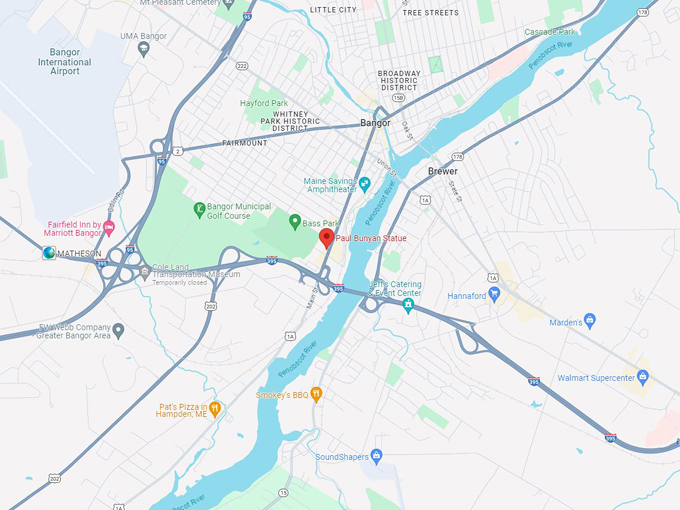 Paul Bunyan Statue Map