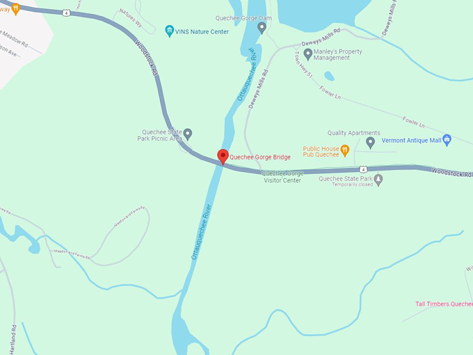 Quechee Gorge Bridge 10 Map