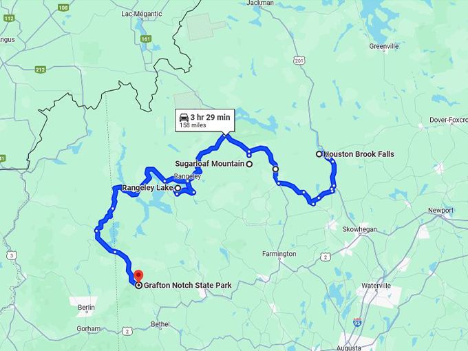 rural maine road trip 10 map