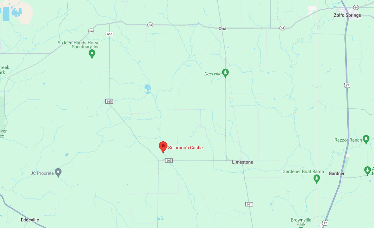 screenshot of solomons castles location taken from google maps