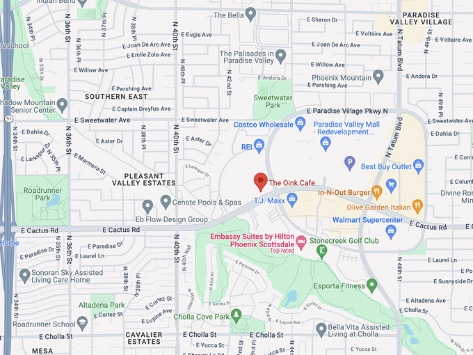 the oink cafe 10 map