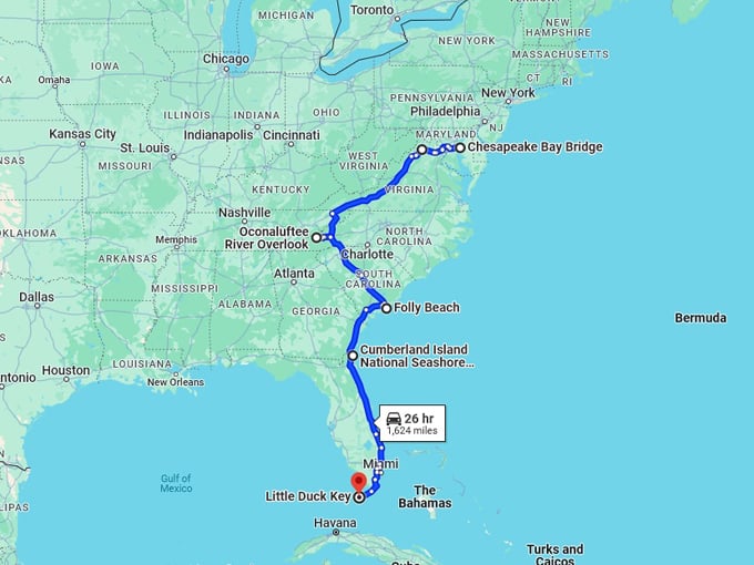 u.s. route one 2 map