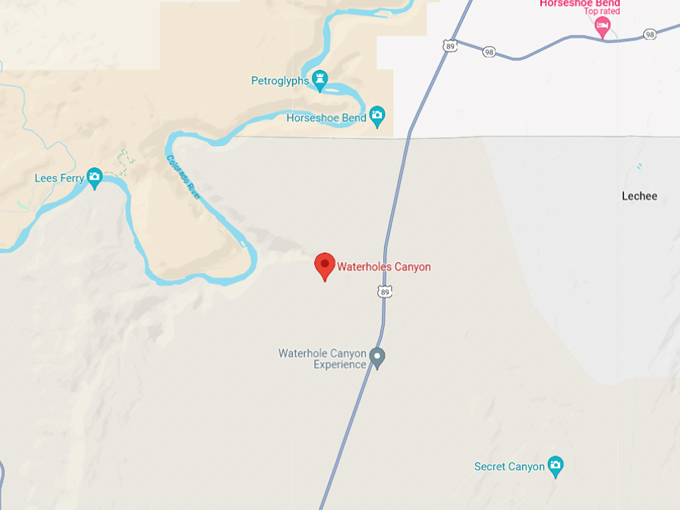 Waterholes Canyon 10 Map