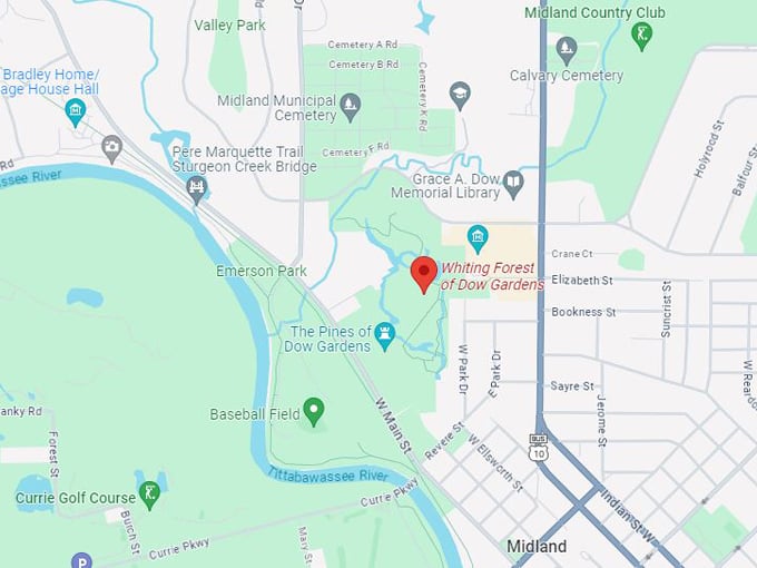 Whiting Forest of Dow Gardens 10 map