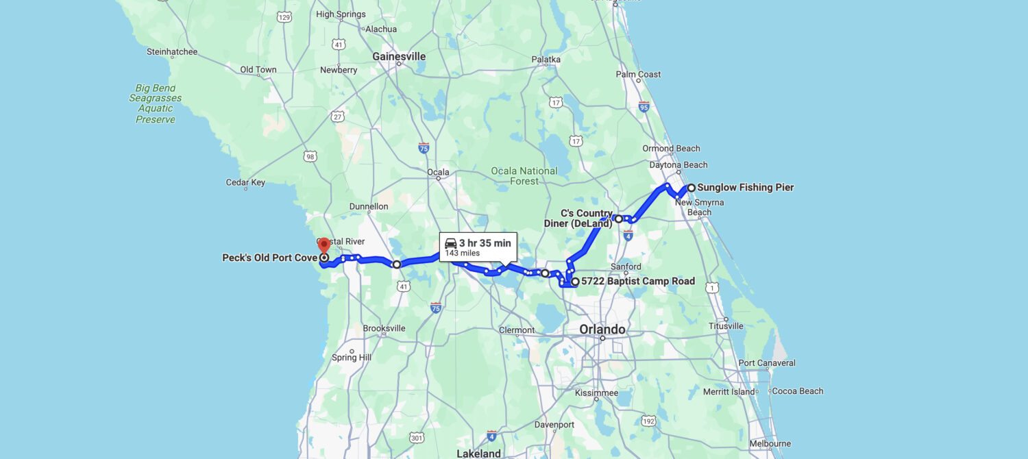 florida sunrise sunset roadtrip map