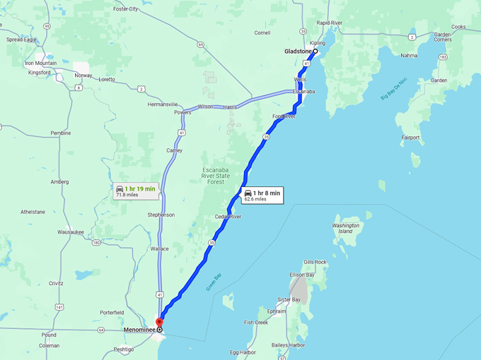 lake michigan scenic drive 10 map