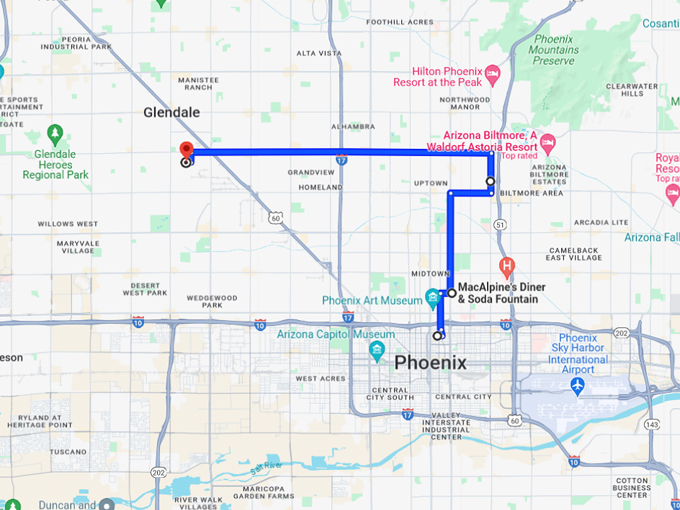 Retro Arizona Road Trip 10 Map