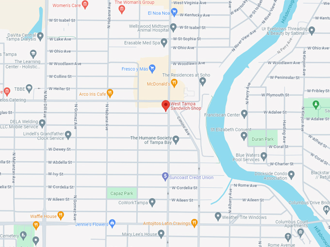 west tampa sandwich shop 11 map