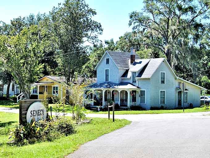 Cassadaga's charming entrance welcomes visitors to a town where history and mystery blend seamlessly under Florida's sunshine.