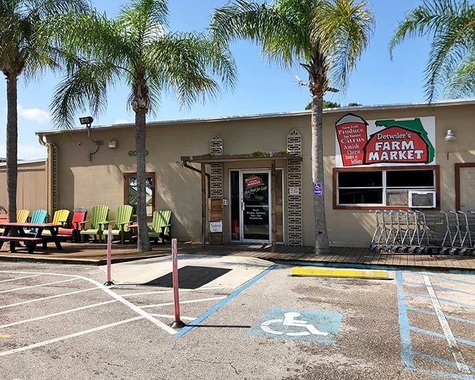 Detwiler's Farm Market: Where palm trees stand guard outside a food paradise that makes grocery shopping feel like a mini-vacation from modern life.