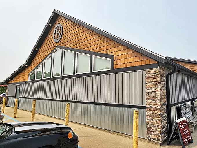 Exterior: Rustic cedar shakes and stone accents hide a beef lover's paradise. This unassuming exterior is Wisconsin's best-kept culinary secret.