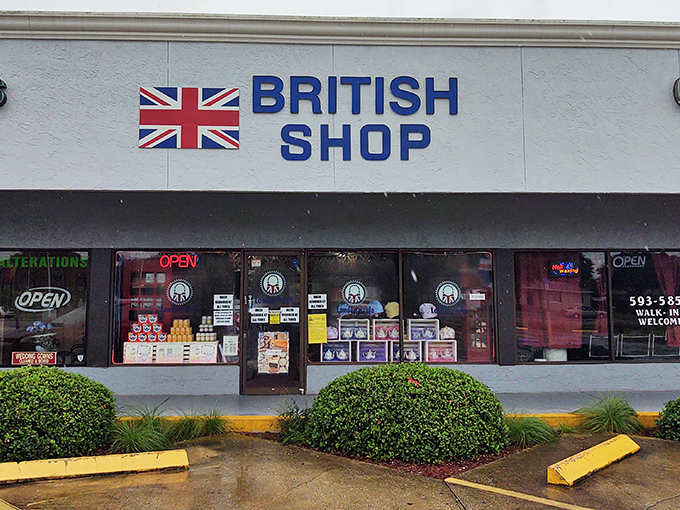The iconic Union Jack proudly announces this slice of Britain in Florida, where homesick expats and curious locals converge for authentic British goods.