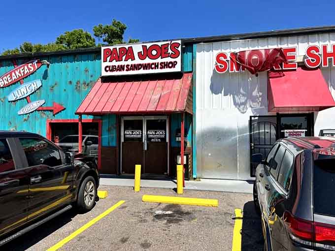 That turquoise and red exterior isn't trying to be subtle, and honestly, when your Cuban sandwiches are this good, you've earned the right to bright colors.