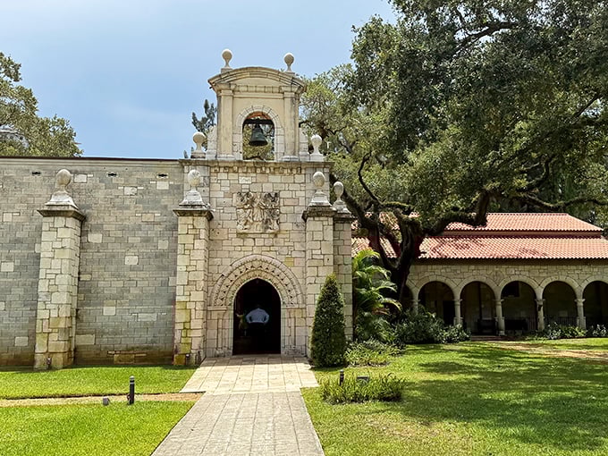Stone sentinels from 1133 AD stand guard at the monastery entrance, their weathered faces having witnessed nearly nine centuries of human history.