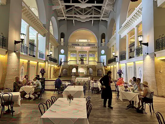 Dining where America's wealthiest once swam laps gives new meaning to "pool party"—though today's entertainment involves forks, not flutter kicks.